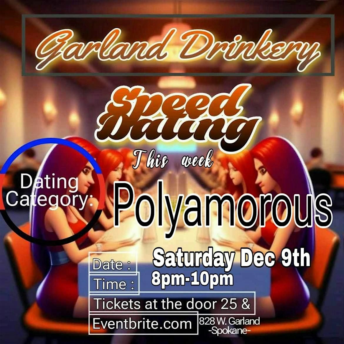 Weekly Speed Dating Poly, Garland Drinkery, Spokane, 9 December 2023 ...