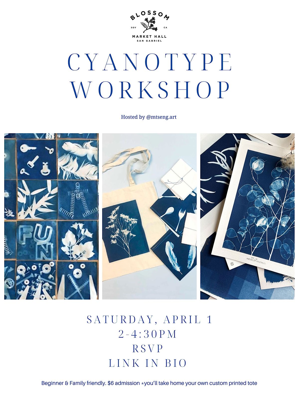 Cyanotype Workshop, Blossom Market Hall, San Gabriel, 24 June 2023 ...