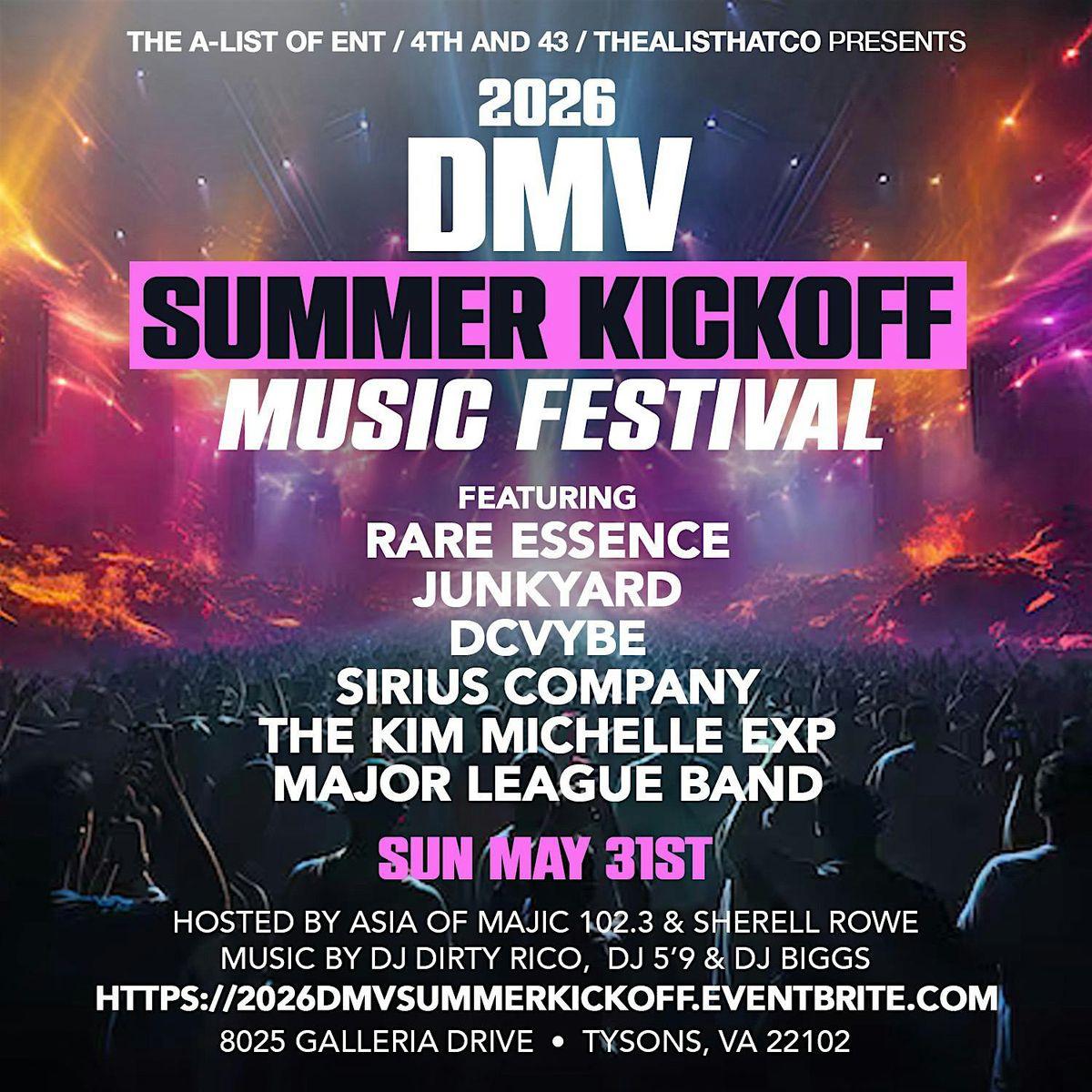 “2026 DMV SUMMER KICKOFF MUSIC FEST w/RARE ESSENCE JYB DCVYBE SIRIUS CO ...