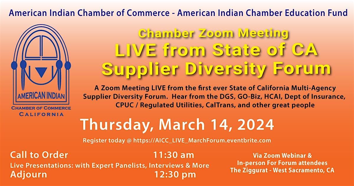 AICC LIVE From from State of CA Supplier Diversity Forum, The Ziggurat ...