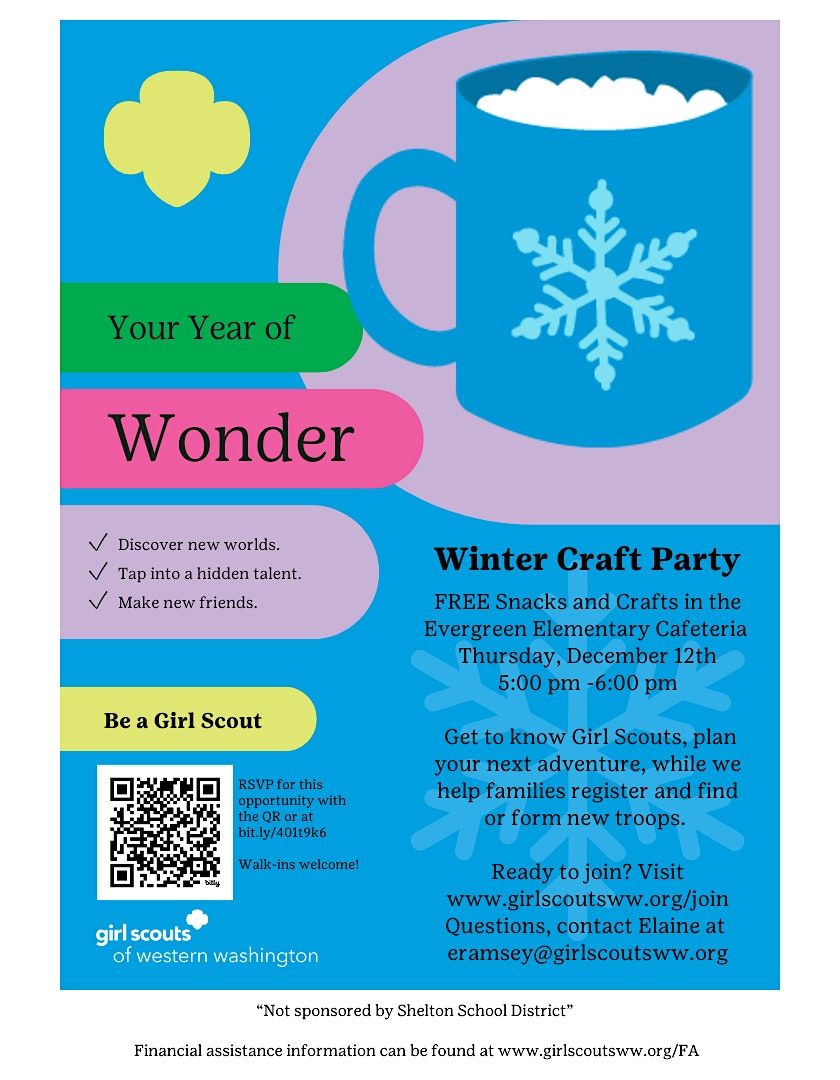 Winter Craft Party -Shelton, Evergreen Elementary School, Shelton, 12 ...