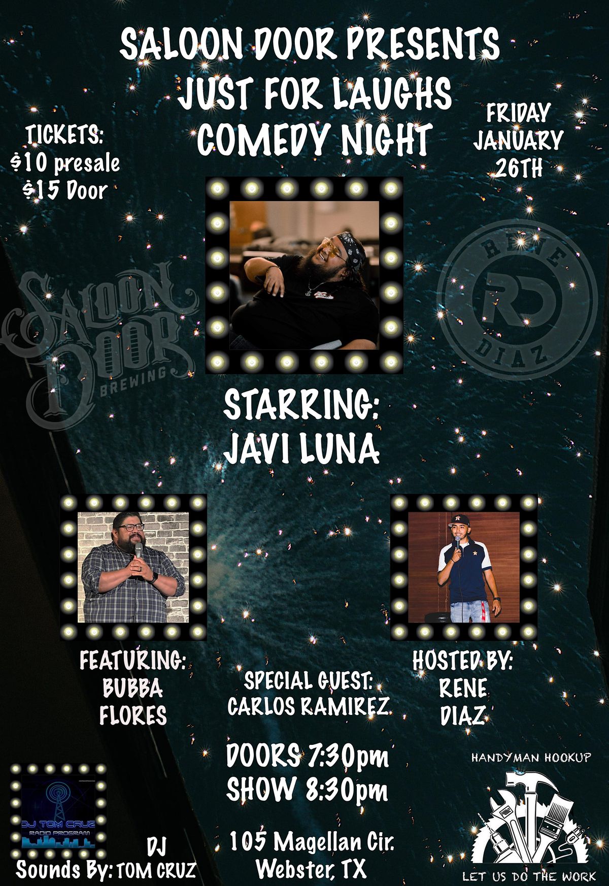 Just For Laughs Comedy Night: Starring Javi Luna, Saloon Door Brewing ...
