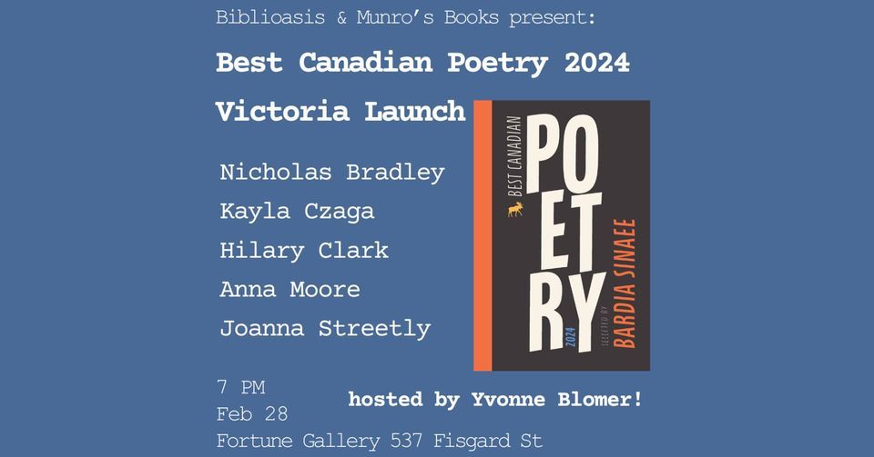 Best Canadian Poetry 2024 Victoria Launch, Fortune Gallery, Victoria ...