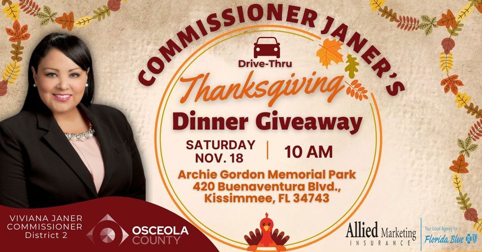 Commissioner Janers Thanksgiving Dinner Giveaway, Archie Gordon ...