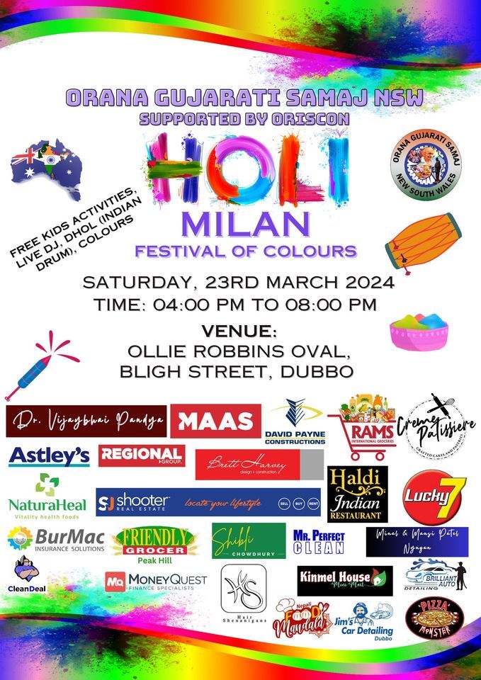 Holi Milan - Festival of Colours, Ollie Robins Oval, Dubbo, 23 March ...