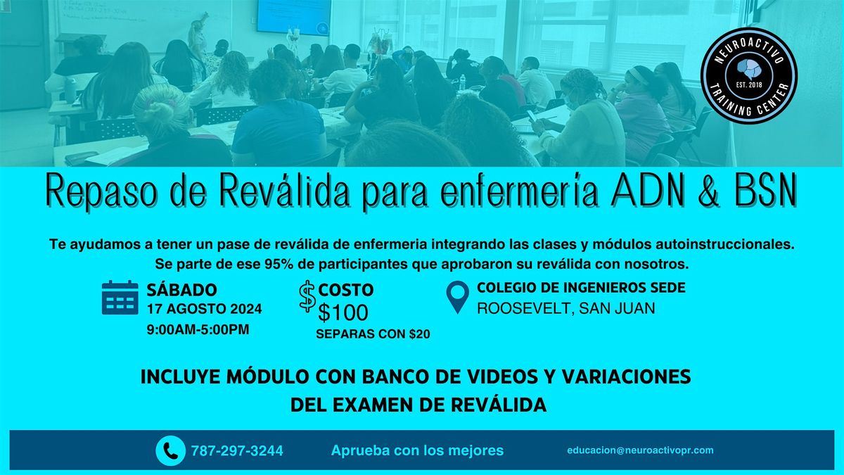 REPASO DE REVÁLIDA DE ENFERMERÍA Presencial (SAN JUAN), Colegio de ...