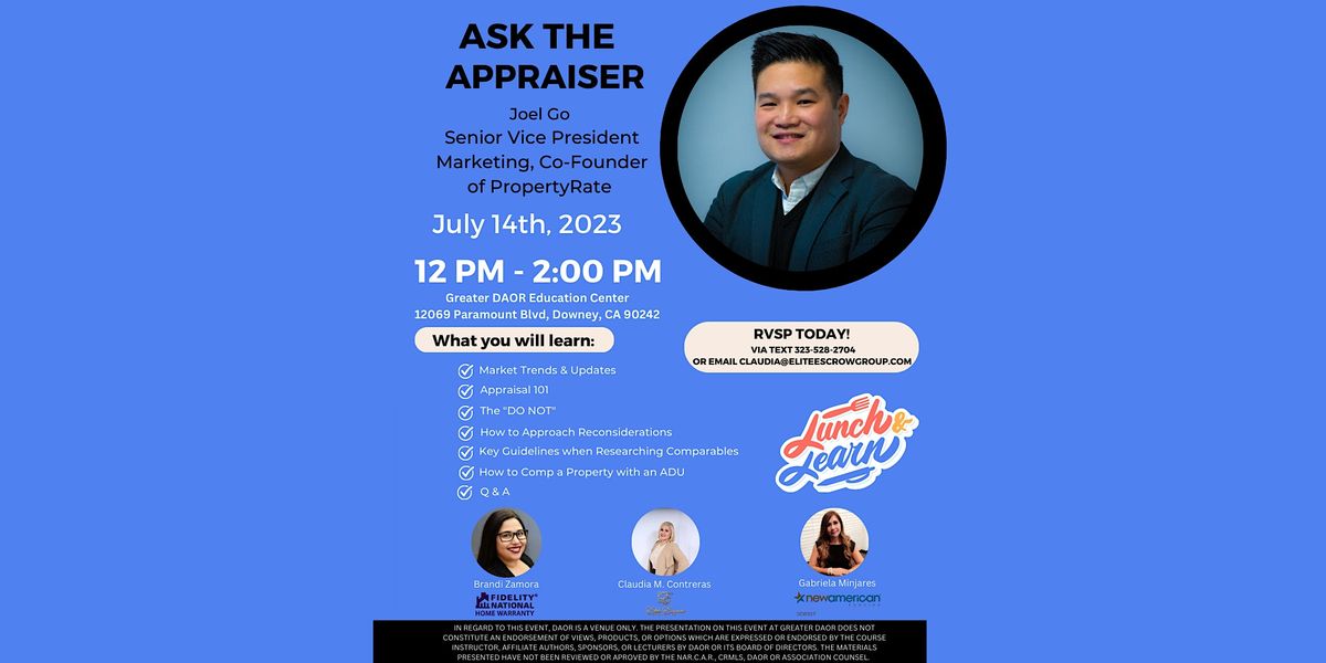 Ask The Appraiser, The Greater DAOR Education Center, Downey, 14 July 2023 | AllEvents.in