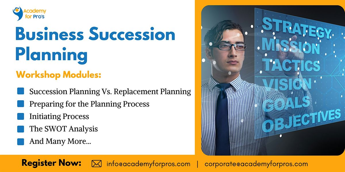 Business Succession Planning Workshop in Yonkers, NY on Jun 24th, 2024, For venue details reach ...