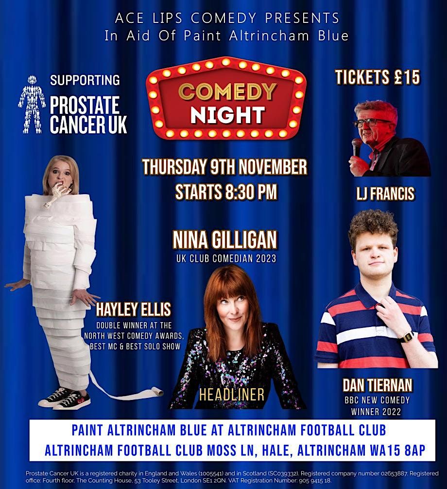 Paint Altrincham Blue Comedy Night., Altrincham Football Club Community ...