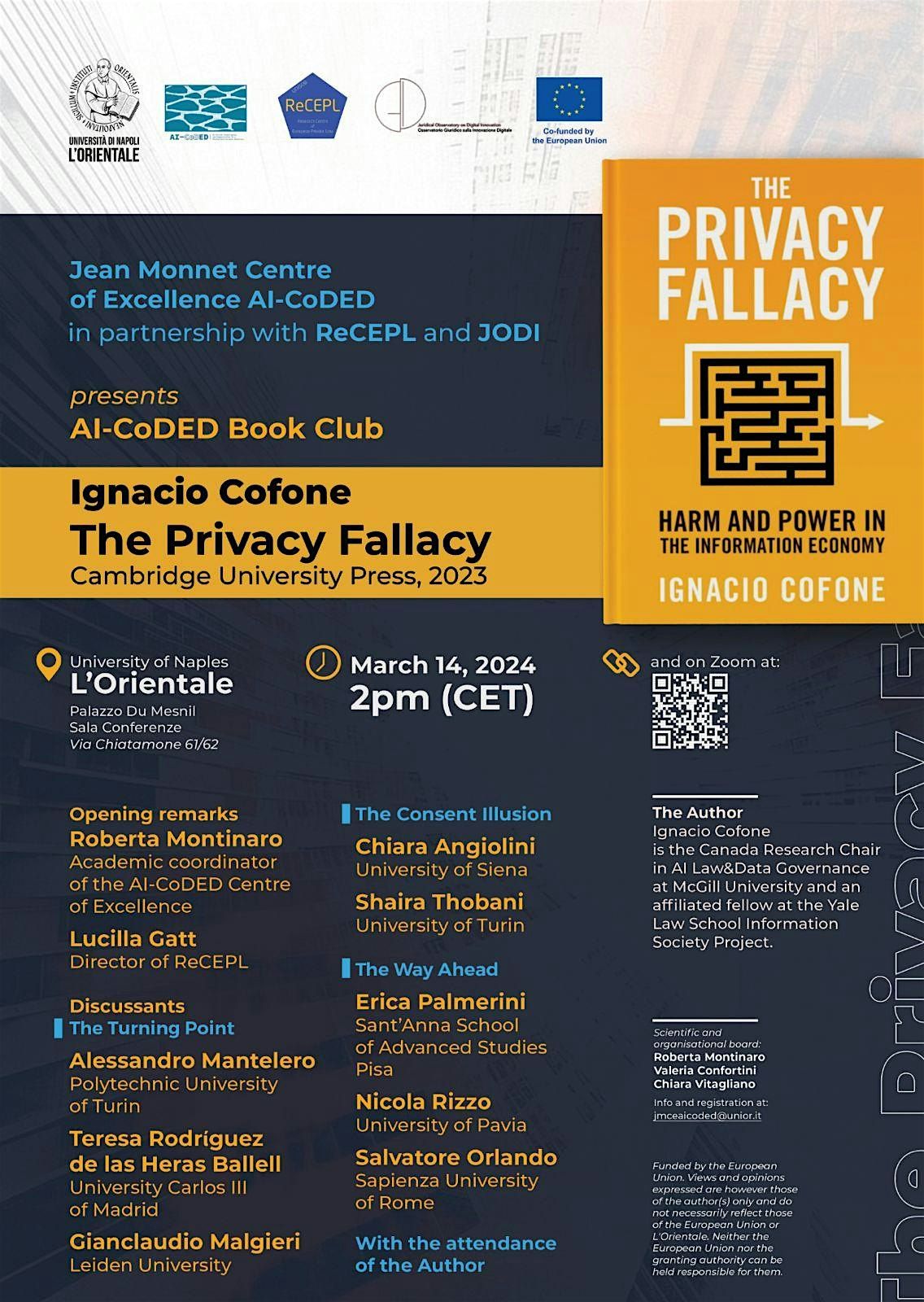 AI-CoDED Book Club - The Privacy Fallacy, Palazzo du Mesnil, Sala ...