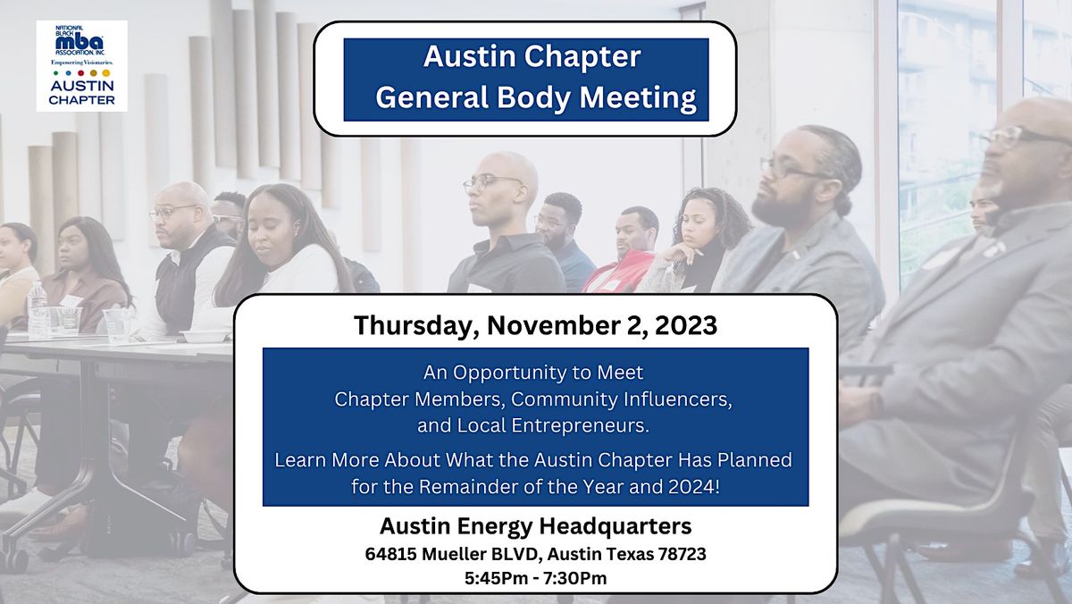 Austin Chapter National Black MBA Association - Nov General Body ...