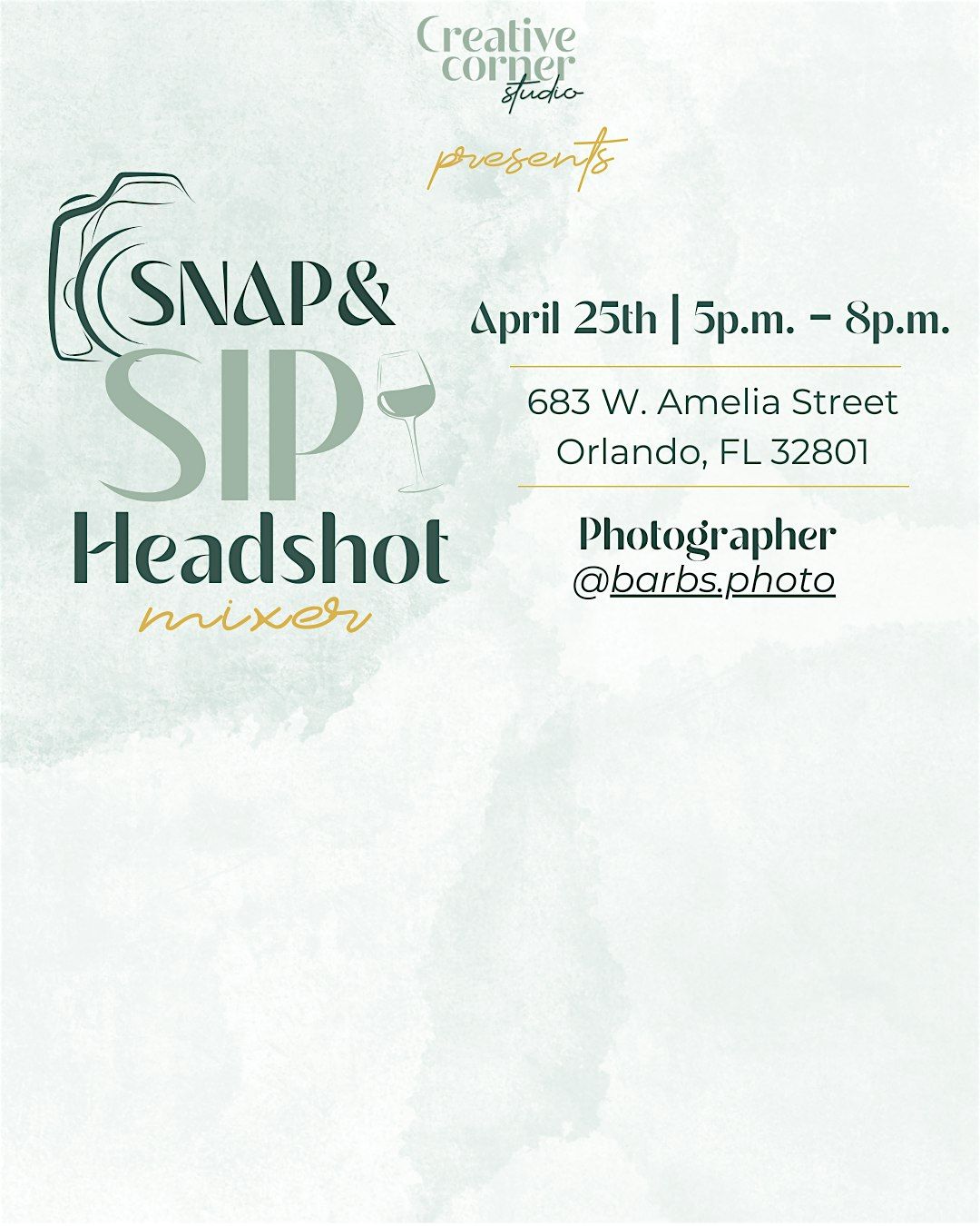 Snap & Sip Headshot Mixer, Creative Corner Studio, Orlando, 25 April 2024 | AllEvents.in