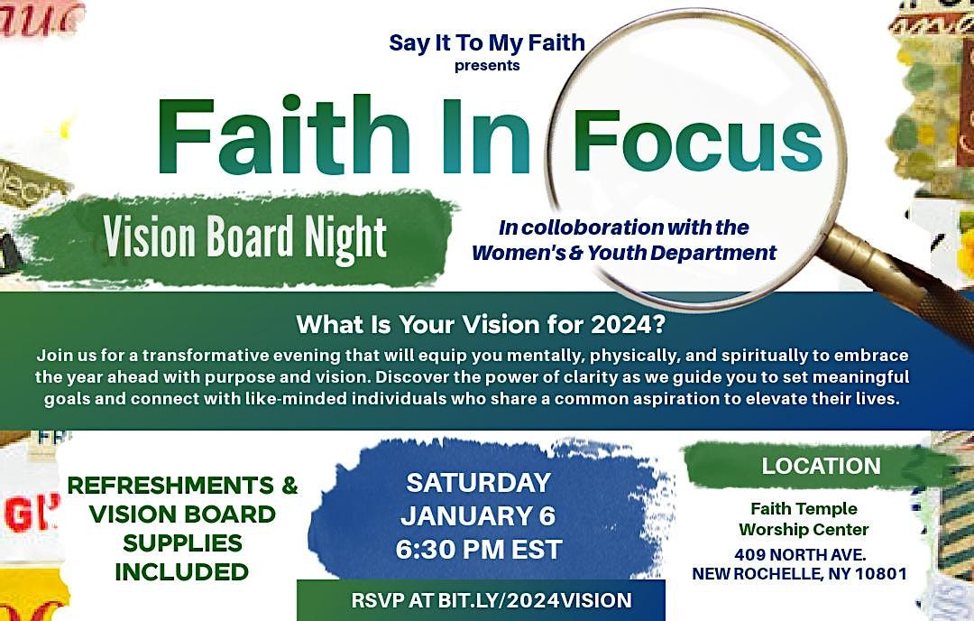 Faith In Focus: Vision Board Night!, FAITH TEMPLE WORSHIP CENTER, New ...