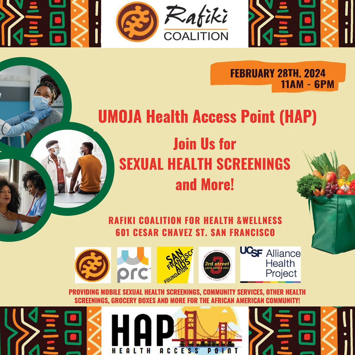 Umoja Health Access Point (HAP) Pop Up, Rafiki Coalition For Health & Wellness, San Francisco ...
