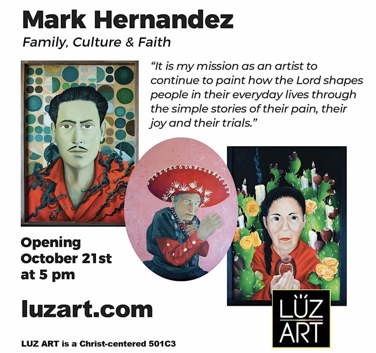 NEW ART EXHIBITION: FAMILY, FAITH & CULTURE, Luz Art, Dallas, 24 ...
