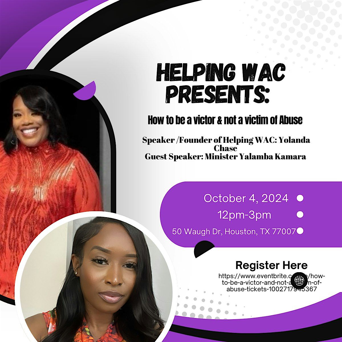 How to be a victor and not a victim of abuse, 50 Waugh Dr, Houston, 4 ...