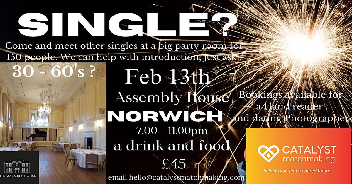 Singles party, room for 150, Assembly house Norwich, 13 February 2024 ...
