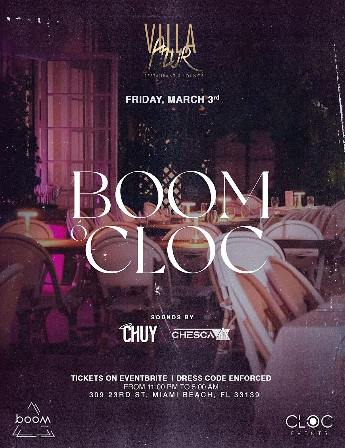 BOOM O CLOC, Villa Azur Miami, Miami Beach, 3 March to 4 March