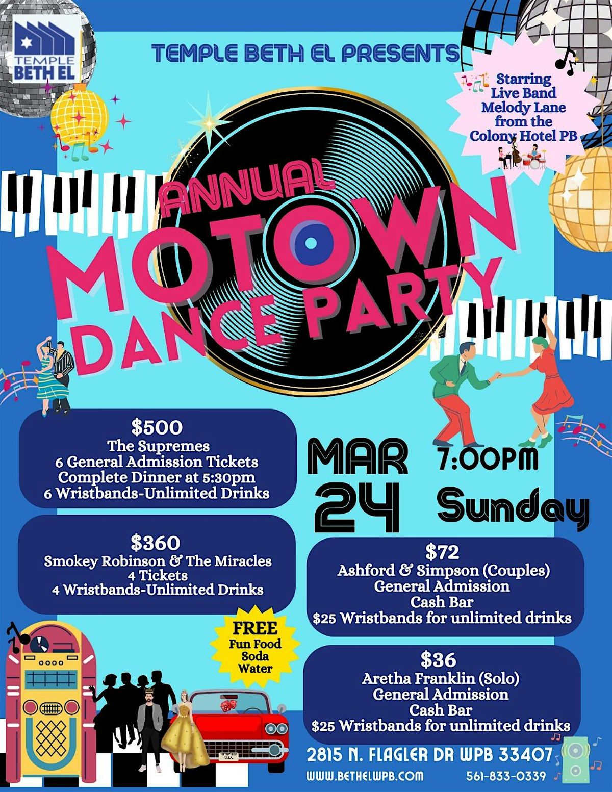 Annual Motown Dance Party!, Temple Beth El, West Palm Beach, March 24 ...