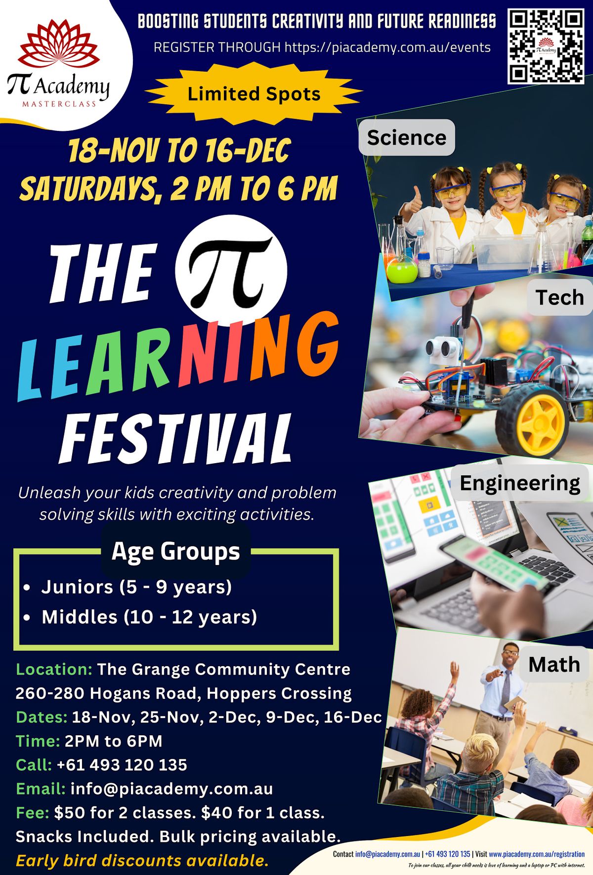 Pi Academy School Holiday Program (Juniors P-3) Jan-2024, The Grange ...