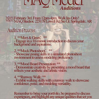 MAQ Model Auditions, 2231 Lowell Rd Suite G1, Springdale, February 3 ...