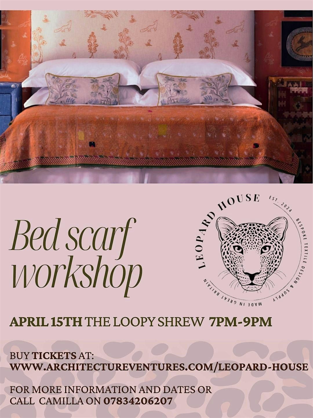 Leopard House Interiors Presents - Bed Scarf Workshop, The Loopy Shrew ...
