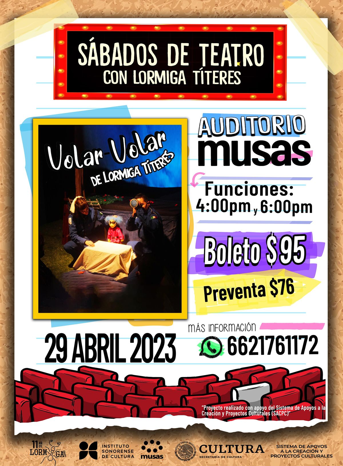 4PM "Volar-Volar" en Sábados de Teatro con Lormiga Títeres 2023, Museo ...