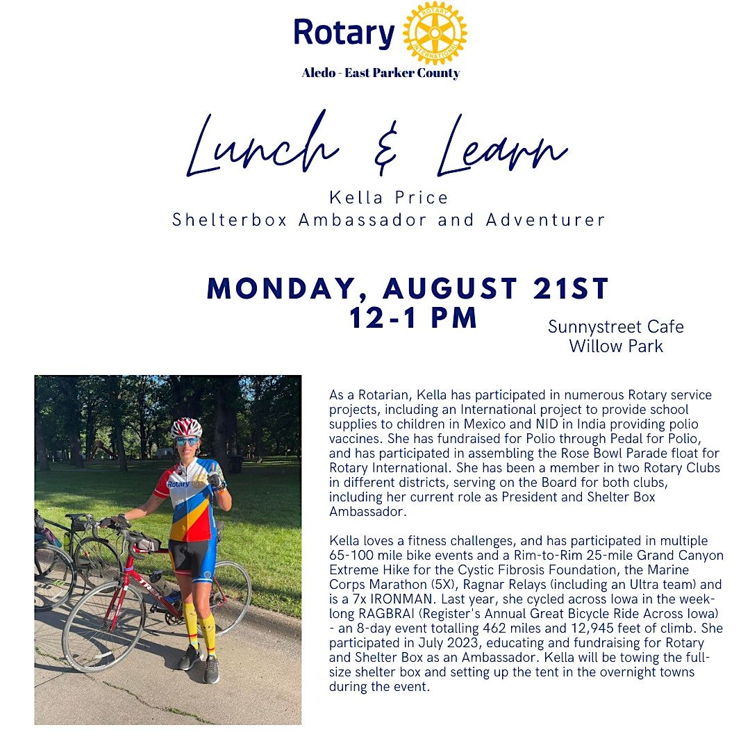 Lunch and Learn: Shelter Box Adventure Recap with Kella Price, Sunny ...