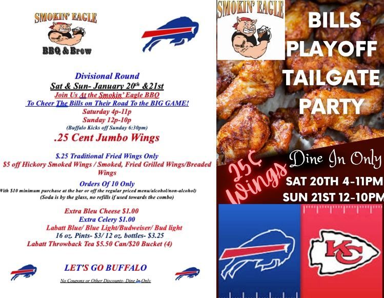 25¢ Wing special continues - LETs GO BILLs!, Smokin Eagle BBQ, Le Roy ...