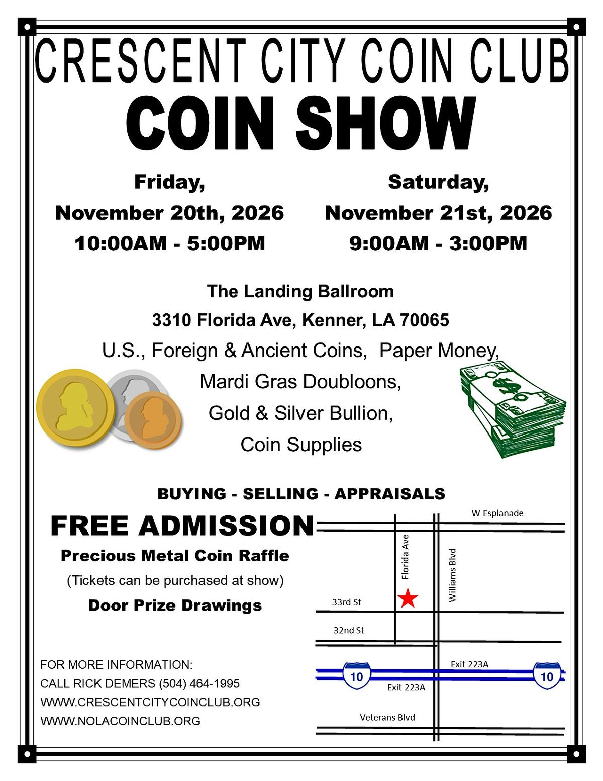Crescent City Coin Club – November 2026 Coin Show, The Columbus Room ...