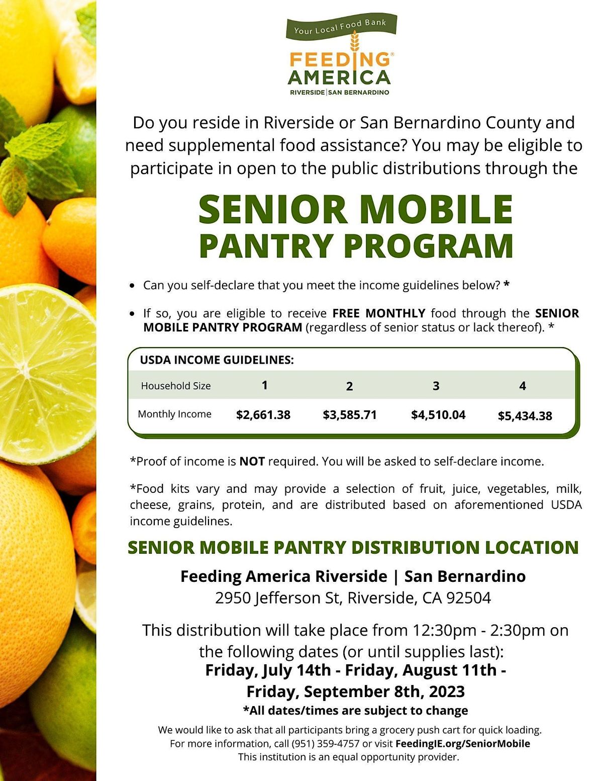 FREE FOOD for ANY AGE through the SMP/ USDA/TEFAP Program in Riverside ...