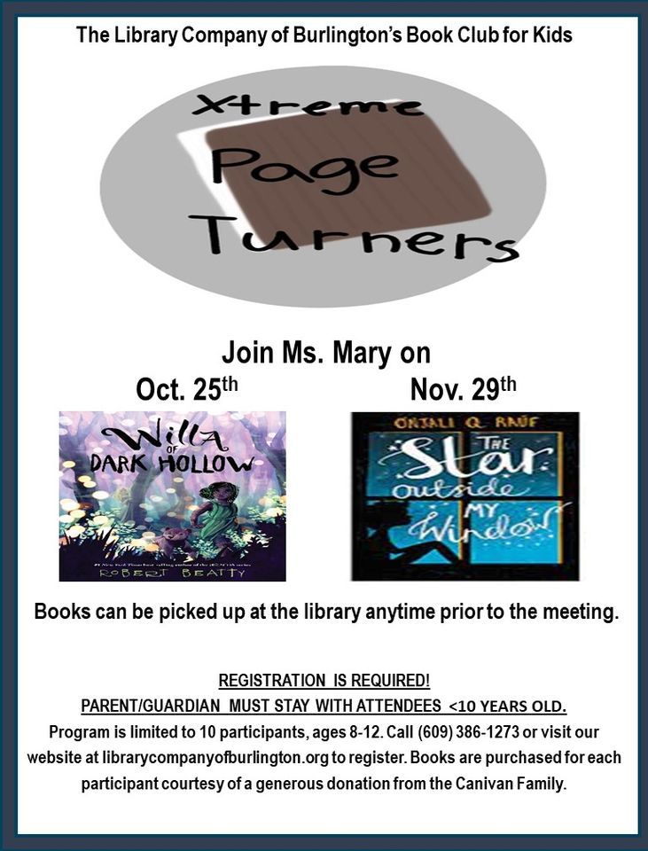 XTreme Page Turners Book Club for Kids, Library Company of Burlington ...