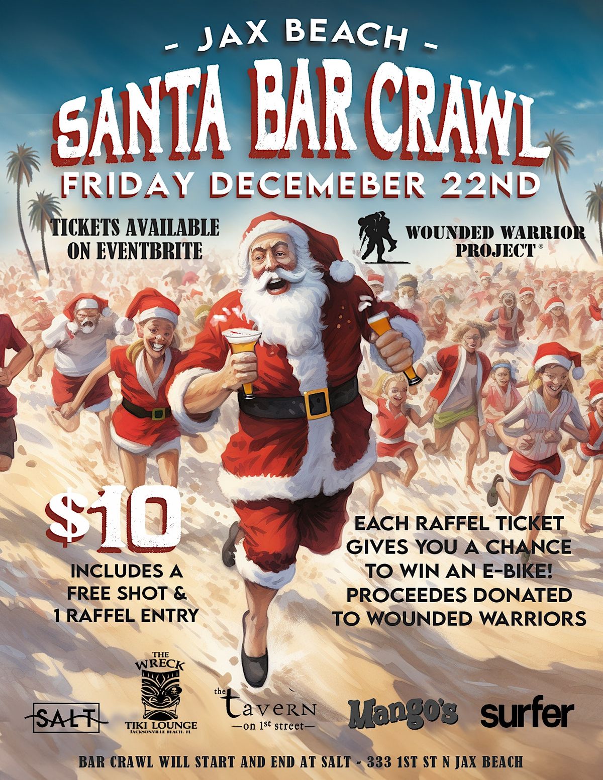 Santa Bar Crawl Jacksonville Beach, Salt, Jacksonville Beach, 22 ...