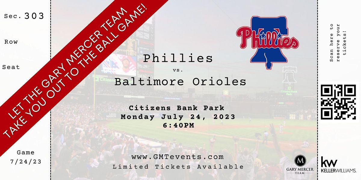 LIMITED TICKETS AVAILABLE- Join the Gary Mercer Team at the Phillies 7/ ...