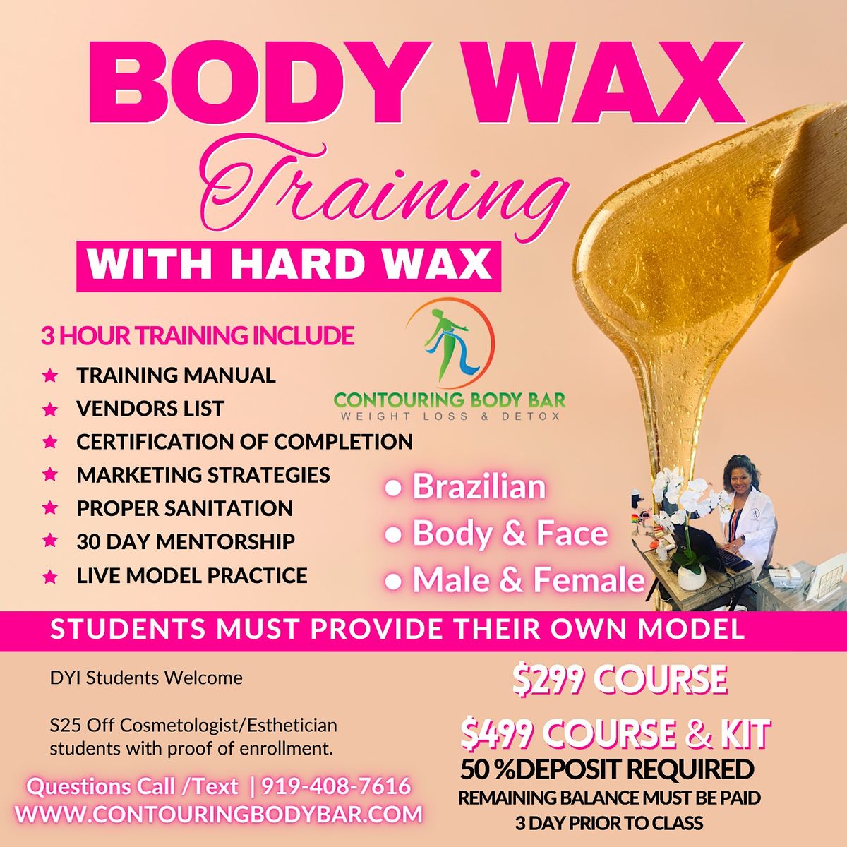 Wax Boss Course and Kit, Contouring Body Bar, Raleigh, 6 August 2023 ...