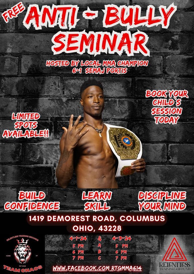 Free Anti-Bully Seminar Hosted by MMA Fighter Semaj Portis, 1419 ...
