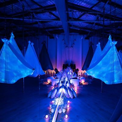 Sound Healing Cocooned in Aerial Silks, Rokh Fit Studio, Burleigh Heads ...