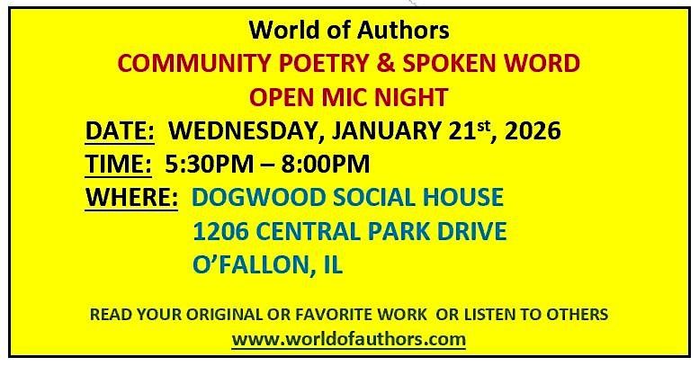 World of Authors Poetry Jam and Spoken Word Open-Mic Night, O'TOWN Food ...