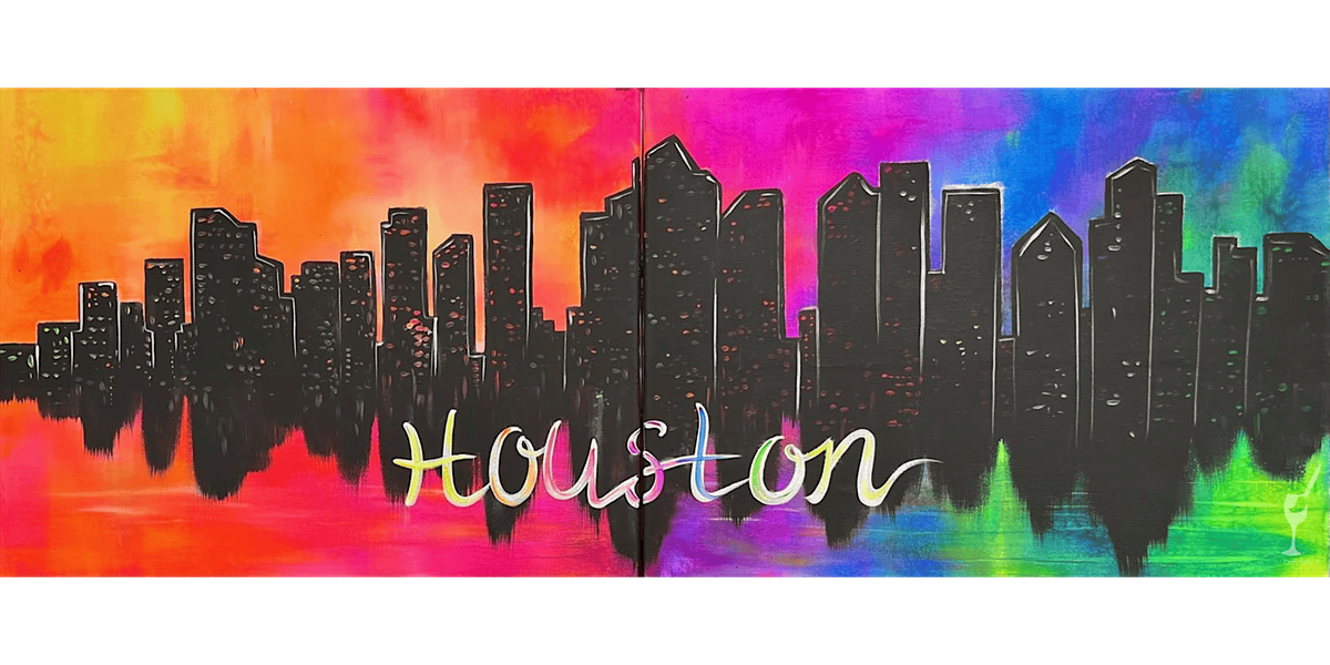 The Colorful Houston Skyline at Night - Paint and Sip in Houston ...