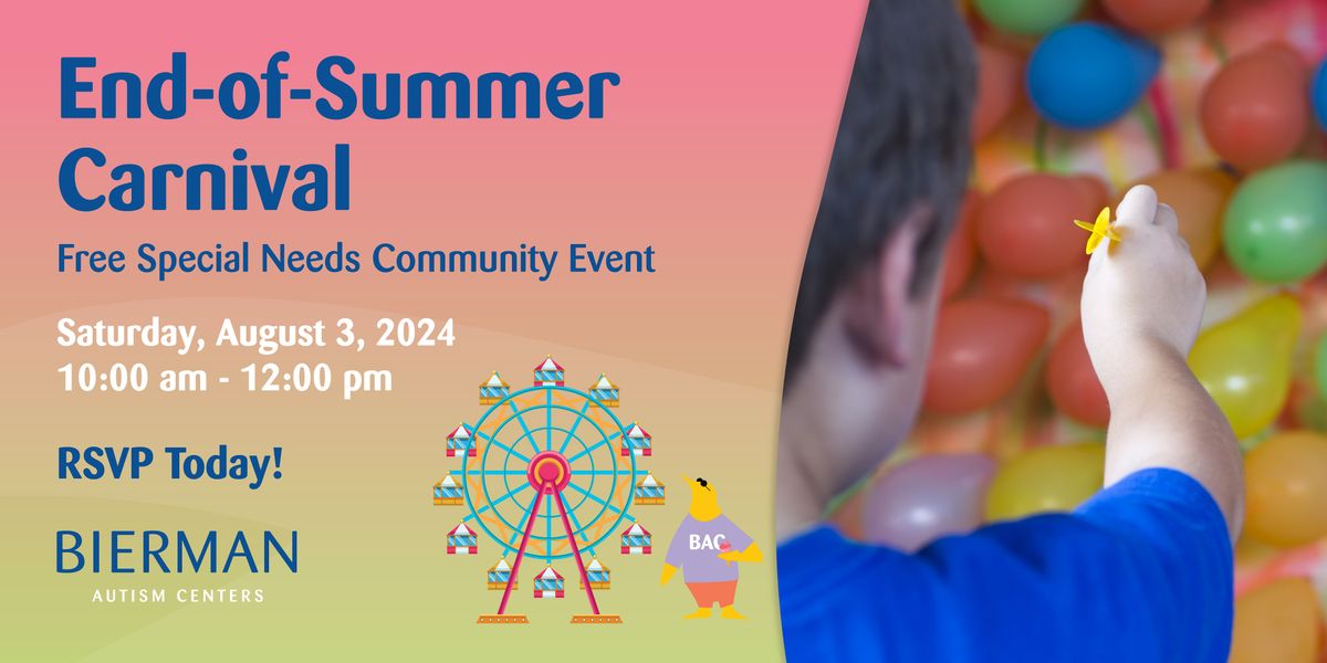 Summer Send-Off Carnival and Petting Zoo!, Bierman Autism Centers ...
