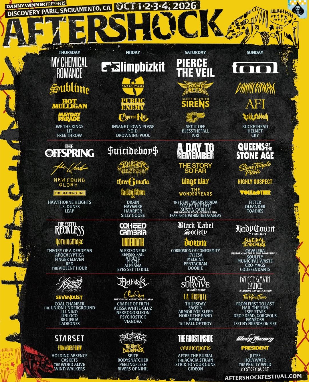 Aftershock Festival: My Chemical Romance Sublime The Offspring & The ...
