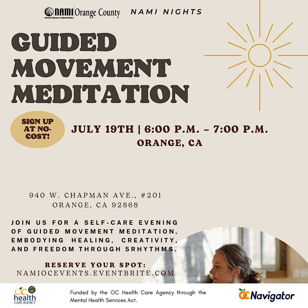 Guided Movement Meditation: NAMI NIGHTS, Wave Studio Space, Orange, 19 ...