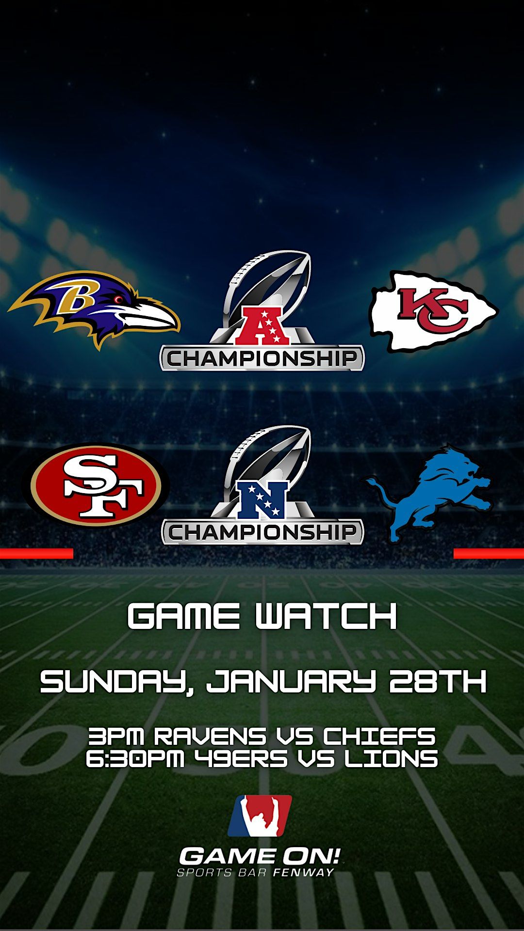 Conference Championship Game Watch!!, Game On!, Boston, 28 January to ...