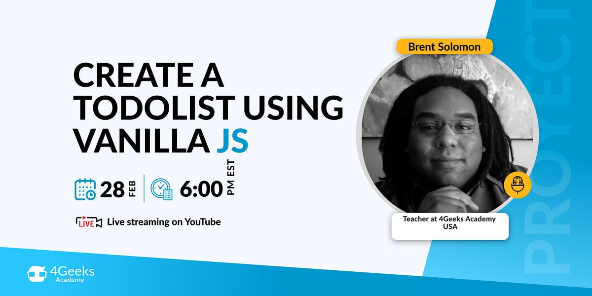 Create a TodoList using VANILLA JS, February 28 2023 | Online Event | AllEvents.in