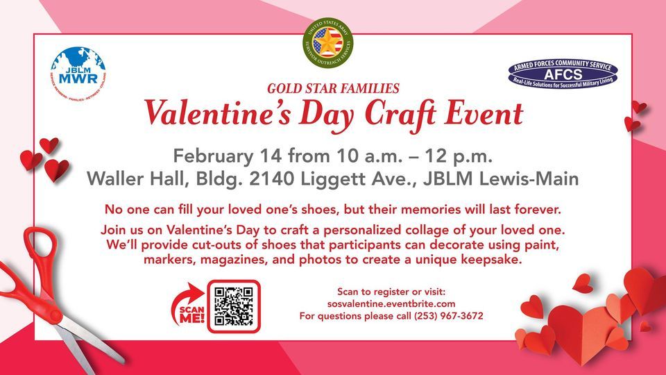 Gold Star Valentines Day Craft Event, Waller Hall, Dupont, February 14 ...