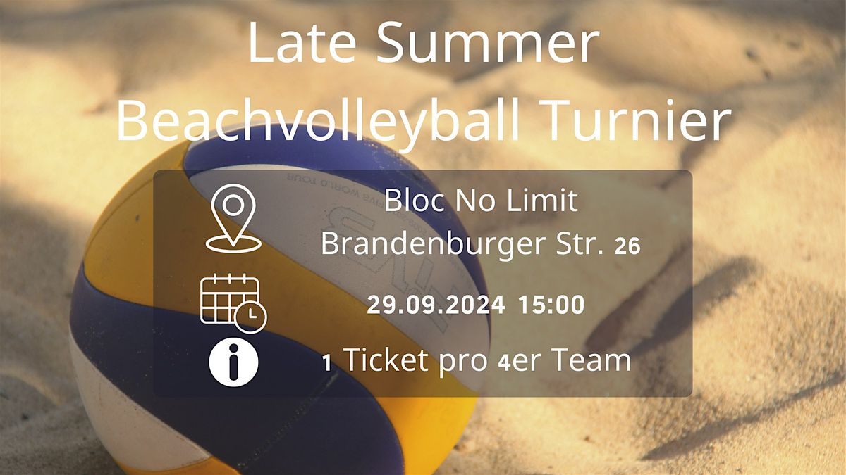 Late Summer Beach-Turnier, BLOC NO LIMIT, Leipzig, 29 September 2024 ...