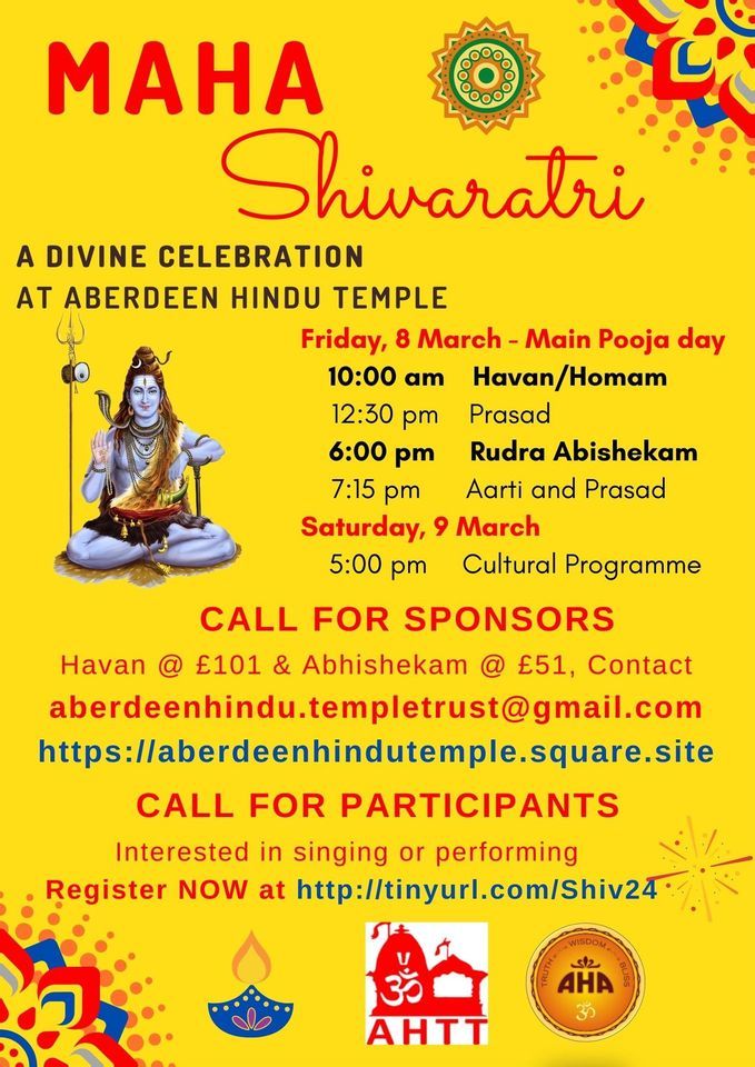 Maha Shivaratri 2024 Celebrations , Aberdeen Hindu Temple, Bankhead Rd ...