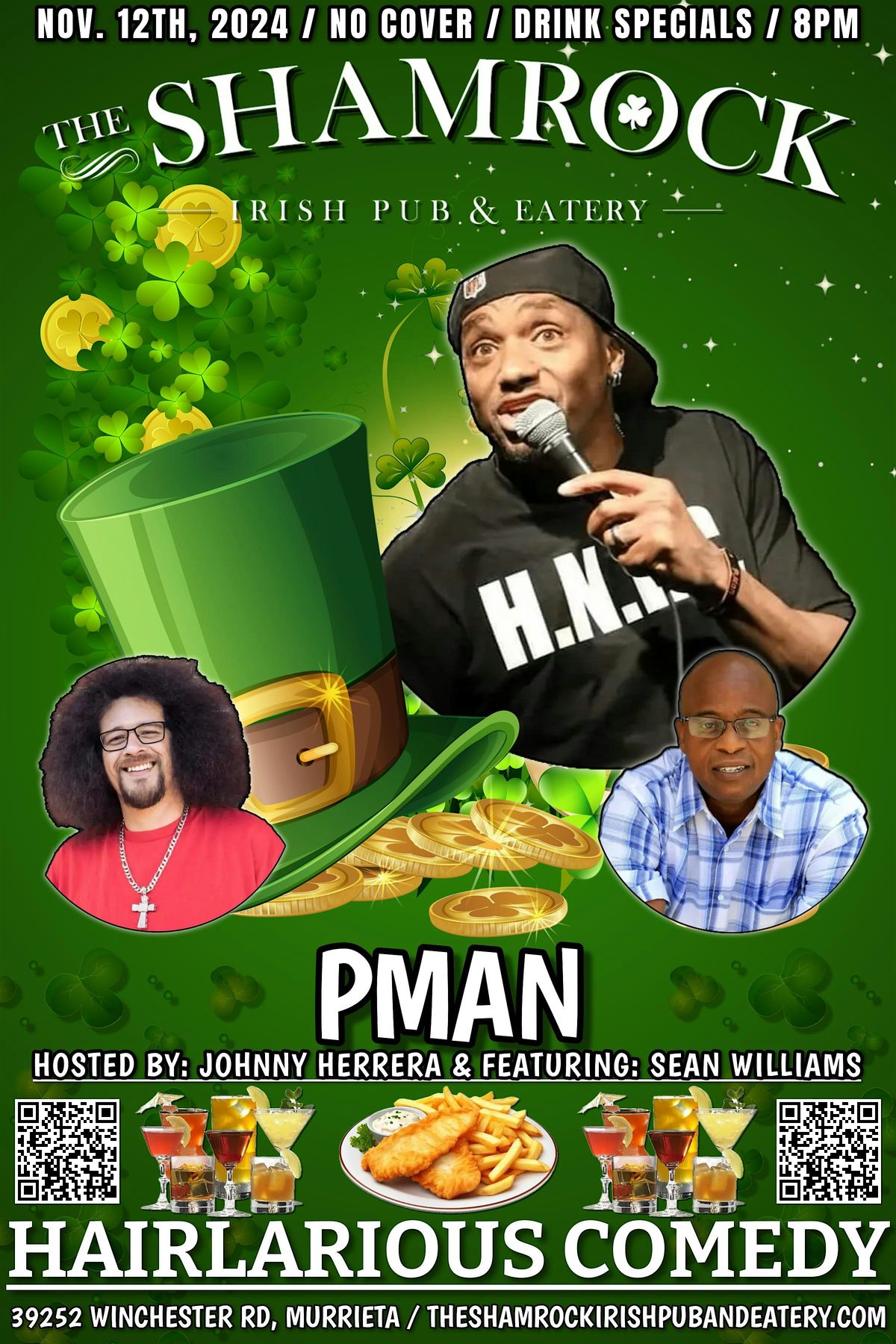 HAIRlarious Comedy Show W/ Sean Williams & PMan, The Shamrock Irish Pub ...