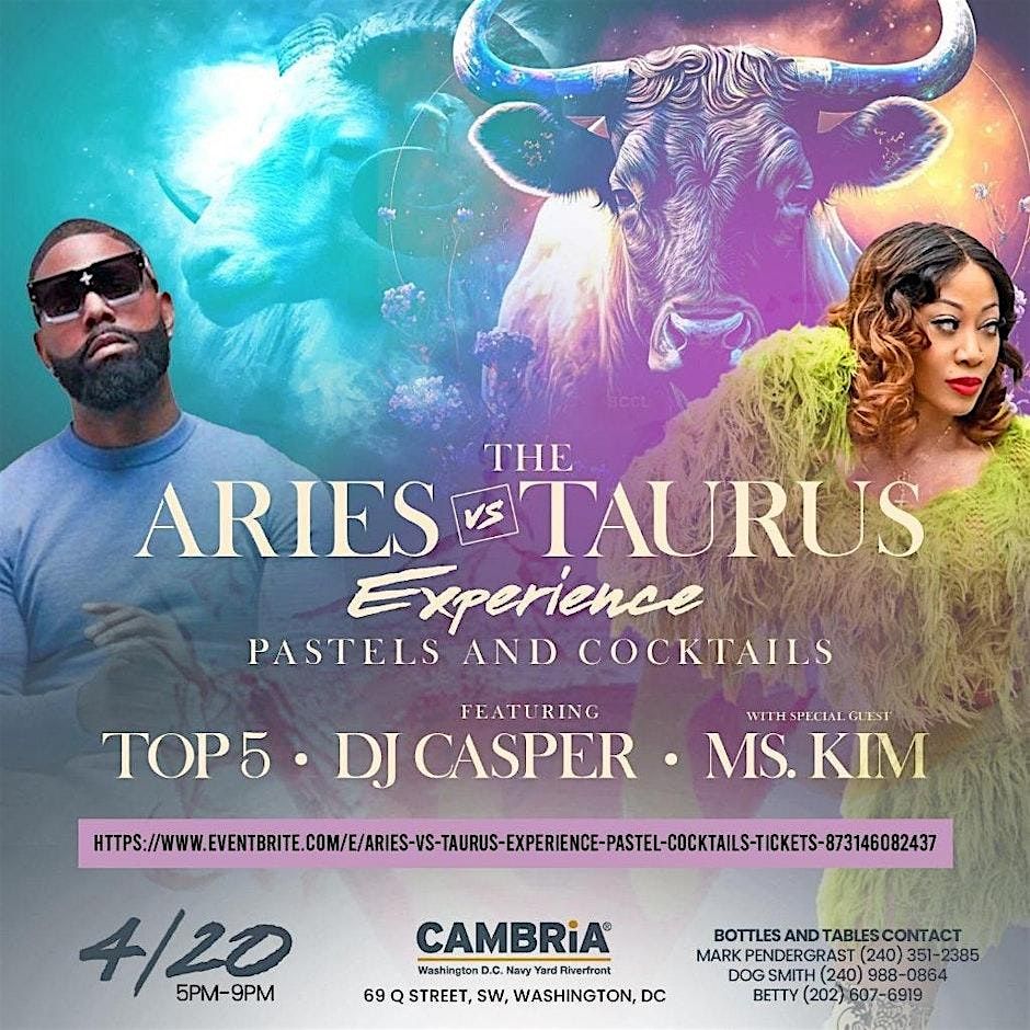 Aries vs Taurus Experience Pastel & Cocktails - Saturday, April 20 ...