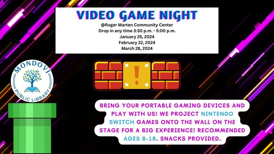 Video Game Night, Roger Marten Community Center, Mondovi, 25 January ...